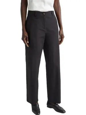 Lafayette 148 New York Organic Cotton Poplin Barrel Leg Pants - Black