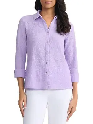 KASPER Ridge Knit Button-up Shirt - Lavender Mist