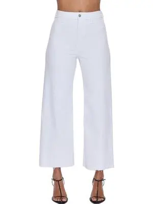 PISTOLA Penny Crop High Waist Wide Leg Jeans With Raw Hem - Blizzard