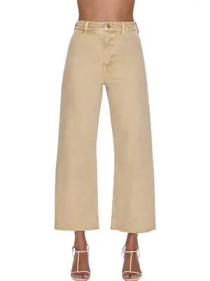 PISTOLA Penny Crop High Waist Wide Leg Jeans With Raw Hem - Sand Dollar