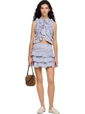 Sandro Striped Mini Skirt With Ruffled Detail - Stripe