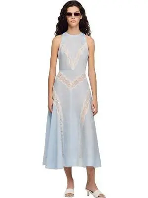 Sandro Maxi Dress With Lace Details - Red