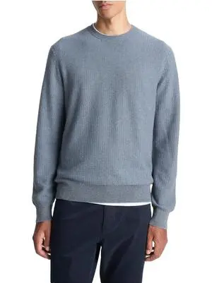 Vince Geo-jacquard Wool-blend Crew Neck Sweater - Blue