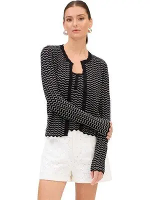 Allison Marita Pointelle Cardigan - Black
