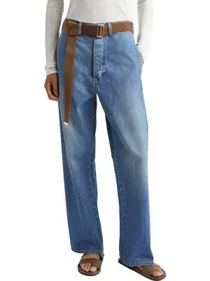 Plan C Belted Denim Trousers - Indigo
