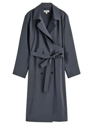 Cos Belted Trench-detail Midi Dress - Gray