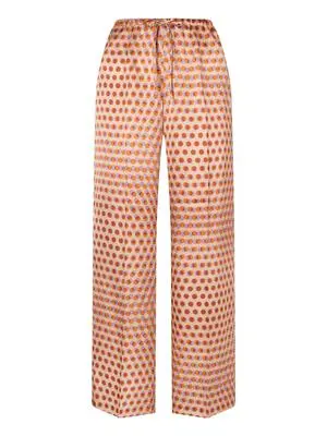 Dries Van Noten Printed Silk-satin Wide-leg Pants - Cream