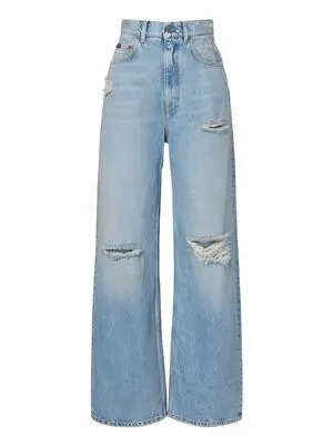 Dolce & Gabbana Distressed Wide-leg Jeans - Blue