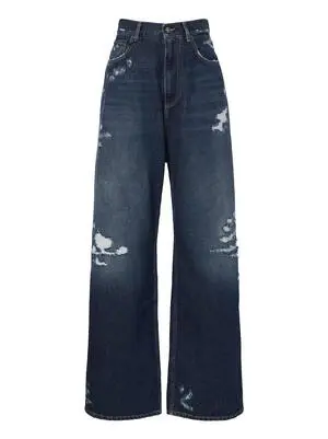 Dolce & Gabbana Distressed Wide-leg Jeans - Blue