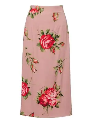 Dolce & Gabbana Floral Silk-blend Midi Skirt - Pink