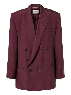 Saint Laurent Double-breasted Silk Blazer - Purple