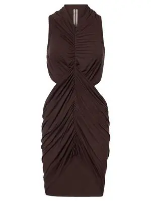 Rick Owens Sunpeel Cutout Gathered Mini Dress - Brown