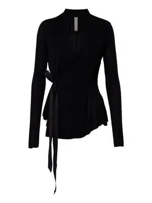 Rick Owens Bow-detail Wrap Cardigan - Black