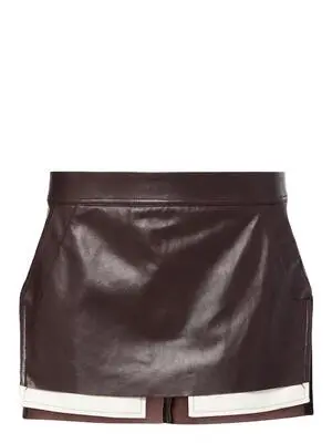 Rick Owens Fog Leather Miniskirt - Brown