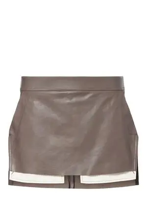 Rick Owens Fog Leather Miniskirt - Grey