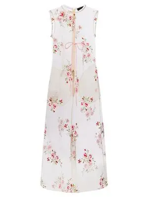 Simone Rocha Embroidered Sheer Organza Midi Dress - Beige