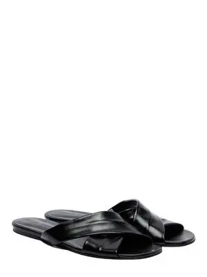 Khaite Liria Leather Slides - Black