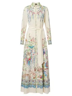Etro Belted Printed Cotton Shirt Dress - White