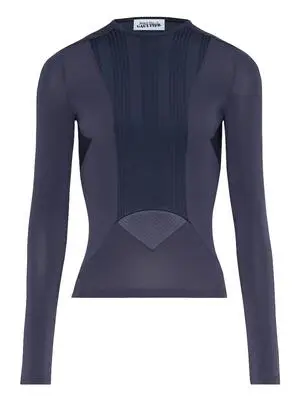 Jean Paul Gaultier Jersey And Rib Long Sleeve Top - Blue