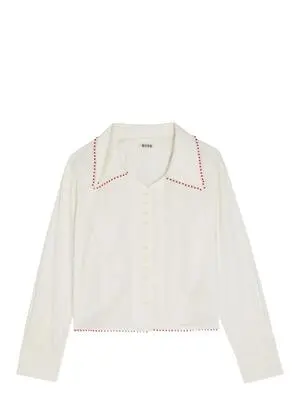 BODE Lace-trimmed Cotton-poplin Shirt - White