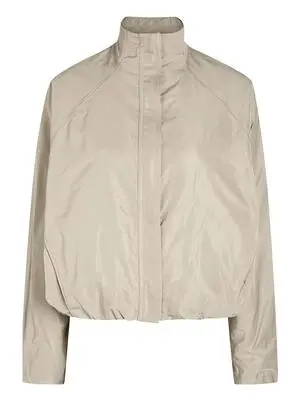 Alaïa High-neck Woven Windbreaker Jacket - Beige