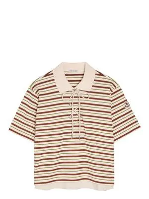 Moncler Striped Cotton Polo Shirt - Brown