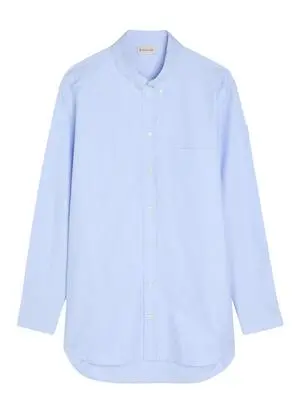 Moncler Logo-appliquéd Cotton Shirt - Light Blue