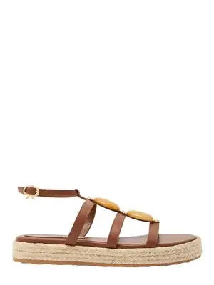 GIANVITO ROSSI Gem-embellished Leather Espadrille Sandals - Beige