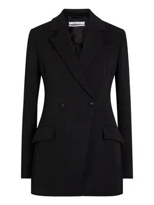 Another Tomorrow Double-breasted Fitted Jersey Blazer - Black
