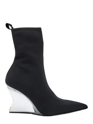 Balmain 95 Ribbed Stretch-knit Wedge Ankle Boots - Black