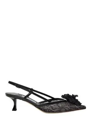 JIMMY CHOO Mimmi 50 Lace Slingback Pumps - Black