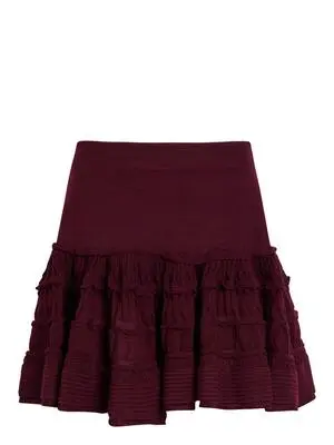 ALAÏA Ruffled Wool-Blend Mini Skirt