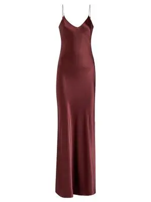NILI LOTAN Silk V-neck Gown - Red