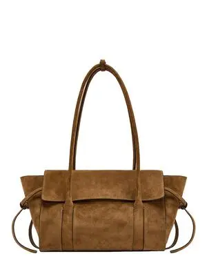 Mulberry Small Soft Bayswater Suede Shoulder Bag - Sand
