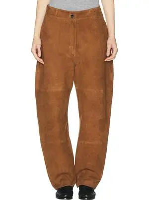 RÓHE Relaxed Fit Suede Trousers - Tobacco