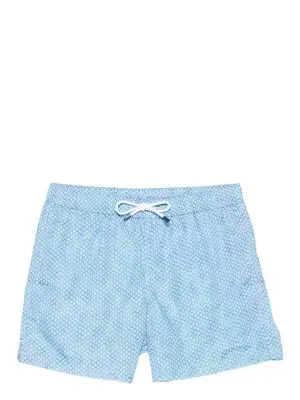 Fedeli Patterned Beach Shorts - Blue