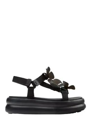 Camper Twins Flower Detail Touch-strap Sandals - Black