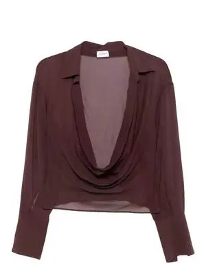 Andamane Cowl Neck Shirt - Brown