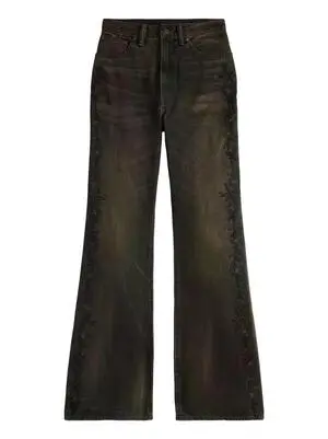 Ralph Lauren Floral-embroidered Flared Jeans - Black