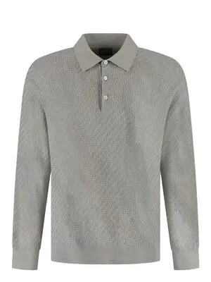 Brioni Buttoned Long-sleeve Polo Shirt - Grey
