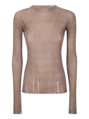 UMA WANG Ribbed Knit Top - Brown