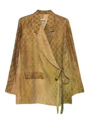 UMA WANG Diamond-pattern Tie-waist Blazer - Brown