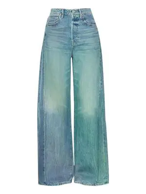 MOTHER Button Dream Wide Leg Jeans - Blue