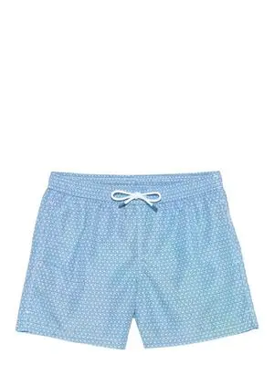 Fedeli Geometric-print Swim Shorts - Blue