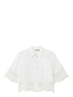 TWINSET Lace-detail Linen Shirt - White