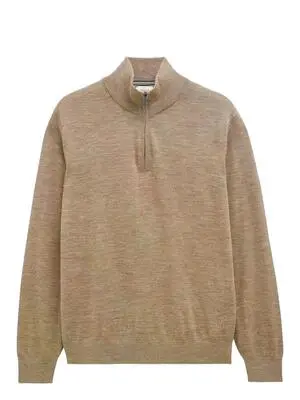 Pringle Of Scotland Quarter-zip Merino Wool Sweater - Neutrals