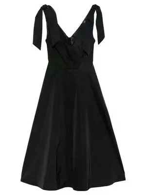 Elisabetta Franchi Tie-shoulder V-neck Midi Dress - Black
