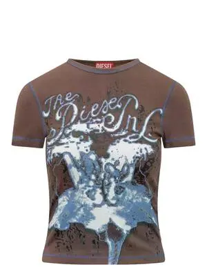 DIESEL Printed T-shirt - Brown