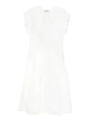 Alberta Ferretti Ruffled Eyelet A-line Dress - White