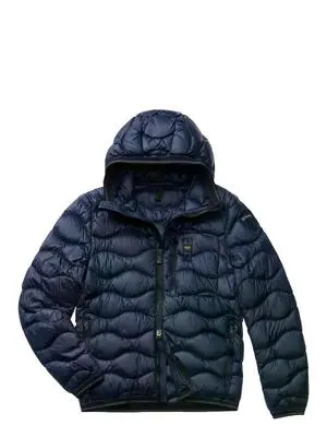 BLAUER. Quilted Hooded Jacket - Blue